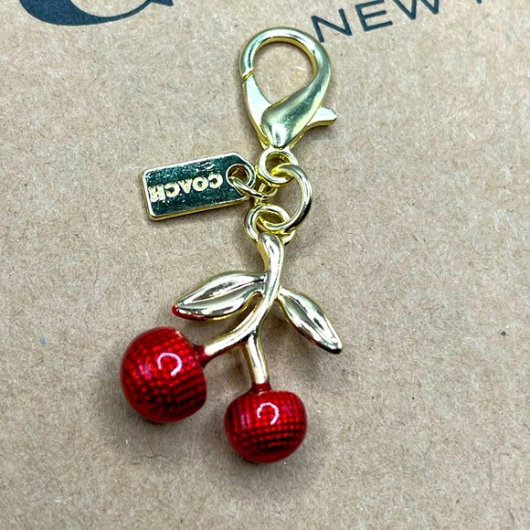Coach | Bags | Coach Cherry Bag Charm Keychain Mini Gold Red | Poshmark